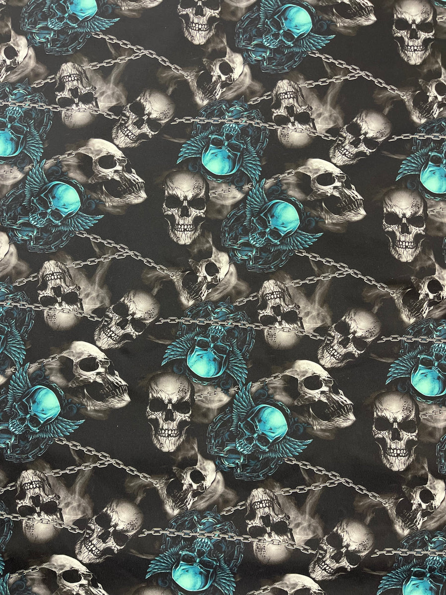 Blue Skull Chains Prosthetic Suspension Sleeve Cover – Fred's Legs